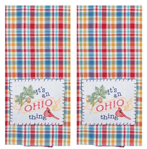 Set Of 2 Kay Dee Designs State Of Ohio Embroidered Applique Tea Towels ...