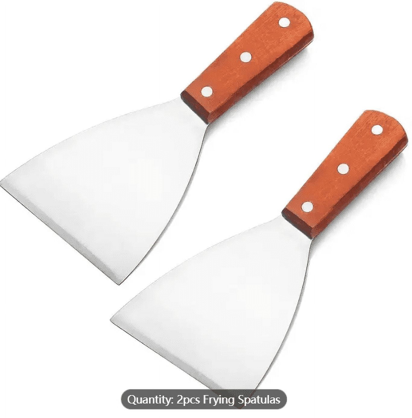 Set Of 2 Large Stainless Steel Spatulas For Grilling Iron Plate Cooking ...