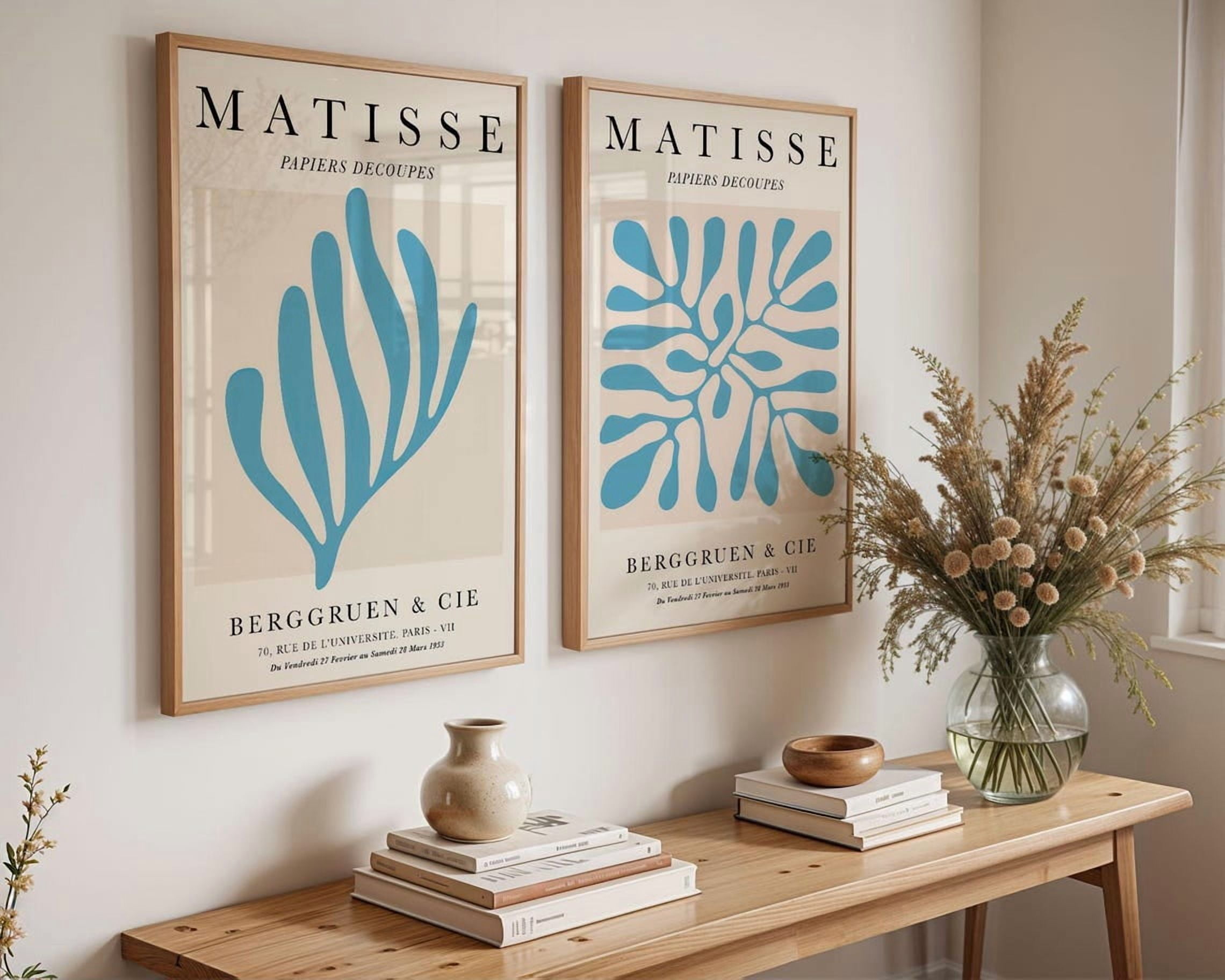 Set Of 2 Light Blue Wall Art Prints, Seaweed, Papiers Découpés ...