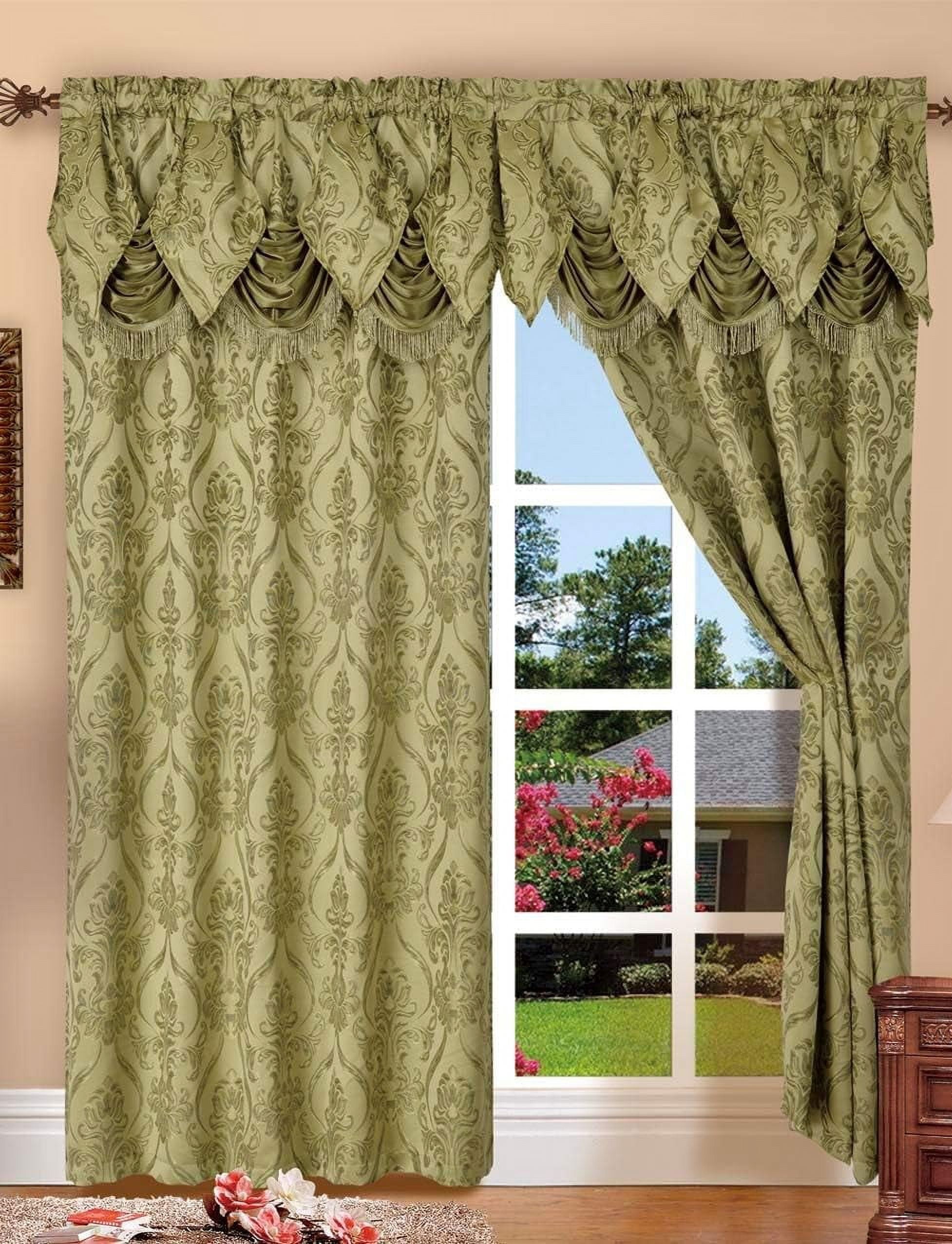 Set of 2 Penelopie Jacquard Look Curtain Panels with Attached Austrian ...
