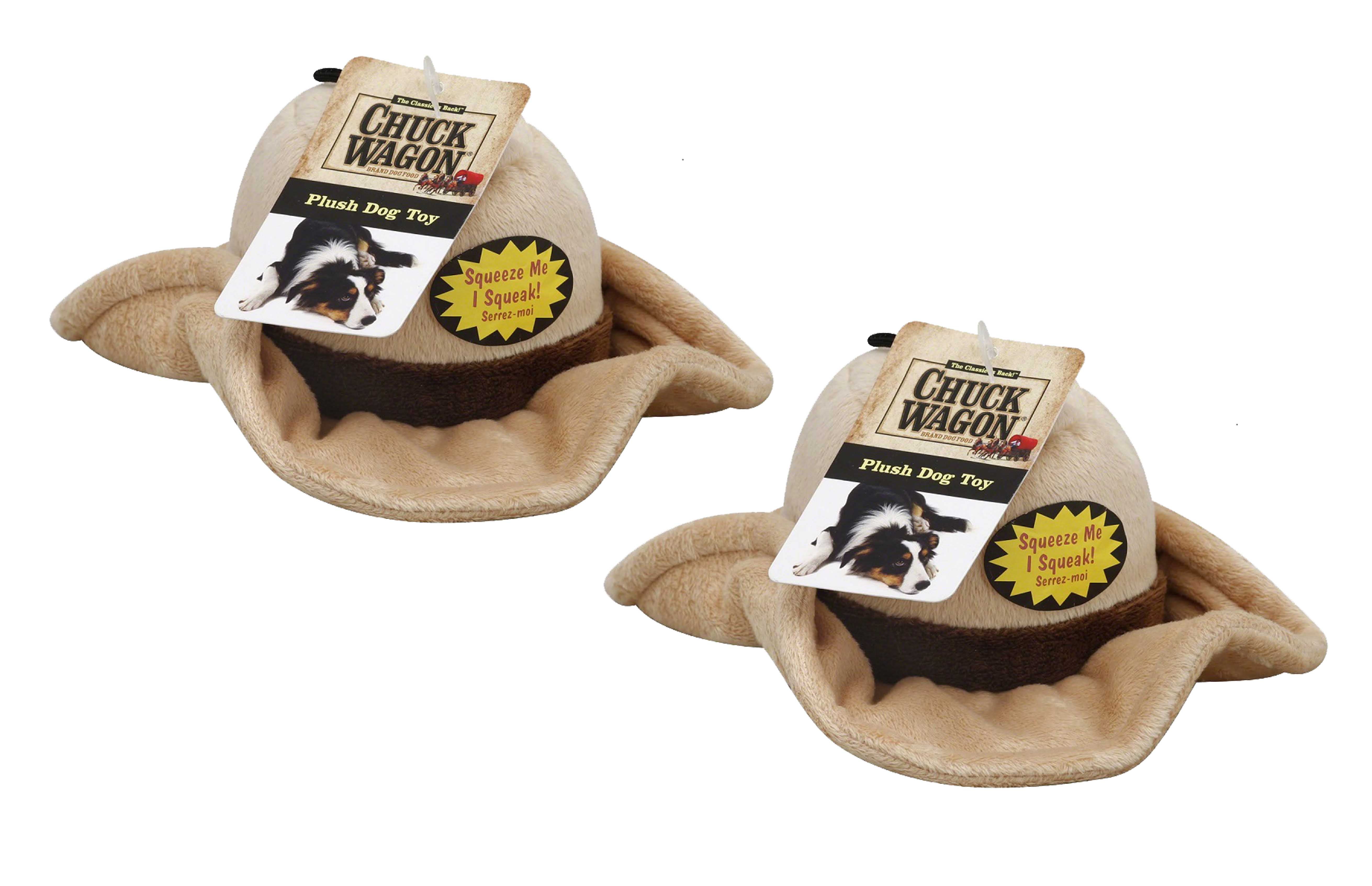 Set Of 2 Plush Cowboy Hat Dog Squeaker Squeaky Toy–Interactive Soft Toy ...