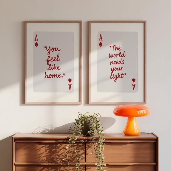Set Of 2 Quote Wall Art Prints, Minimalist Playing Card, Modern ...