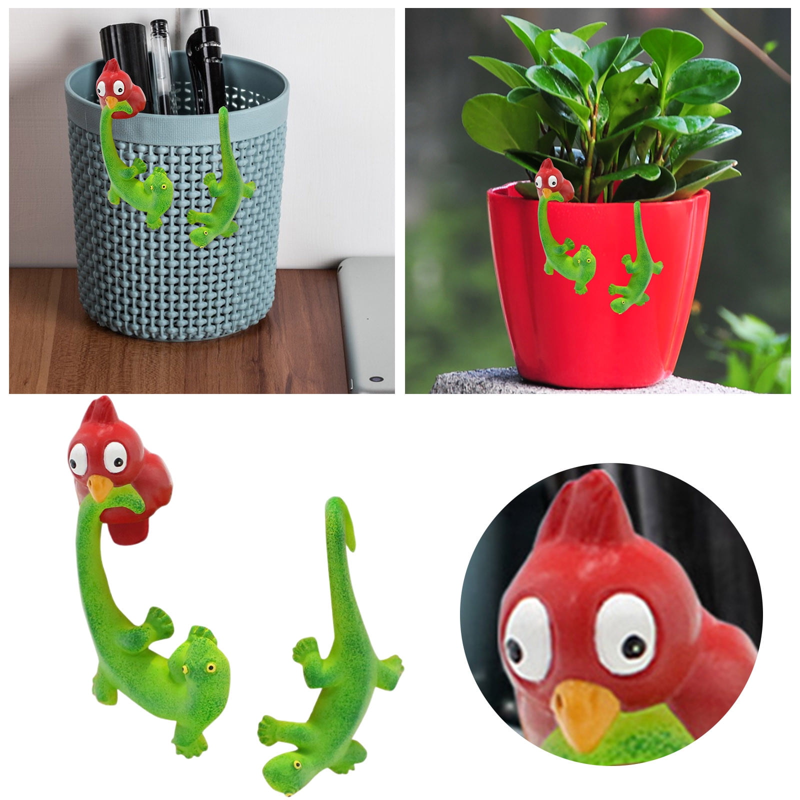 Set Of 2 Resin Hanging Animal Figurines Planter Pot Huggers Terrarium ...