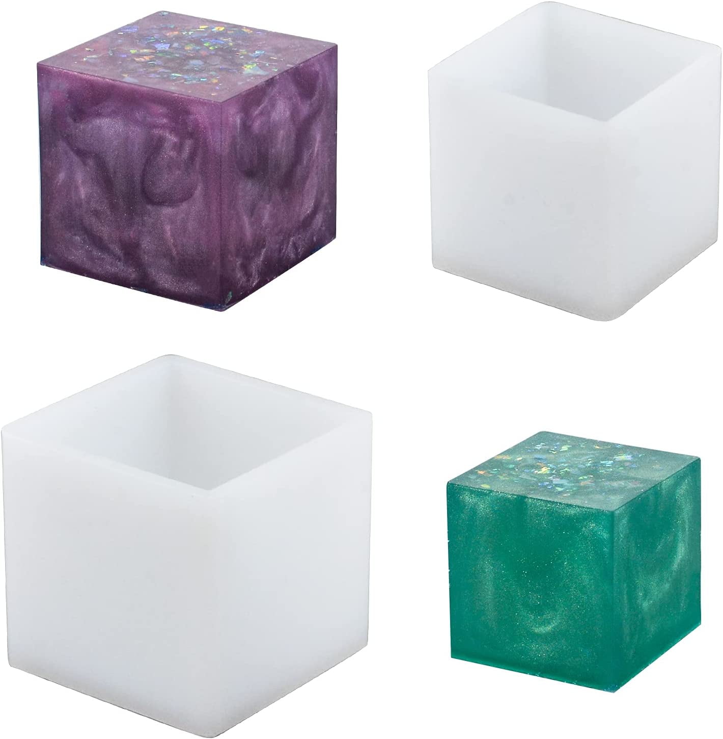 Set Of 2 Resin Square Molds, 2 Sizes Epoxy Resin Cubes For Crafts ...