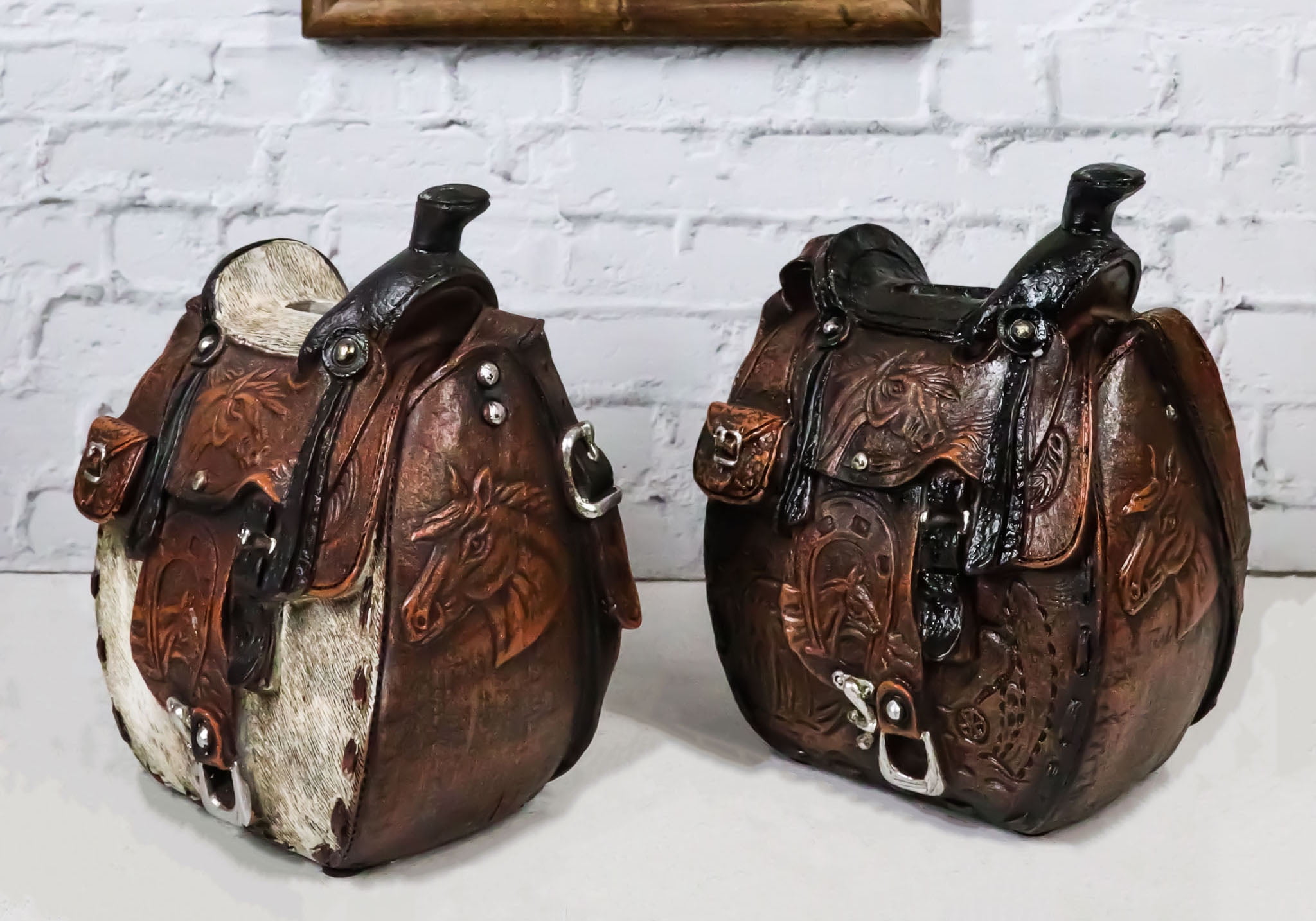 Set Of 2 Rustic Western Cowboy Horse Saddle Money Coin Savings Piggy ...