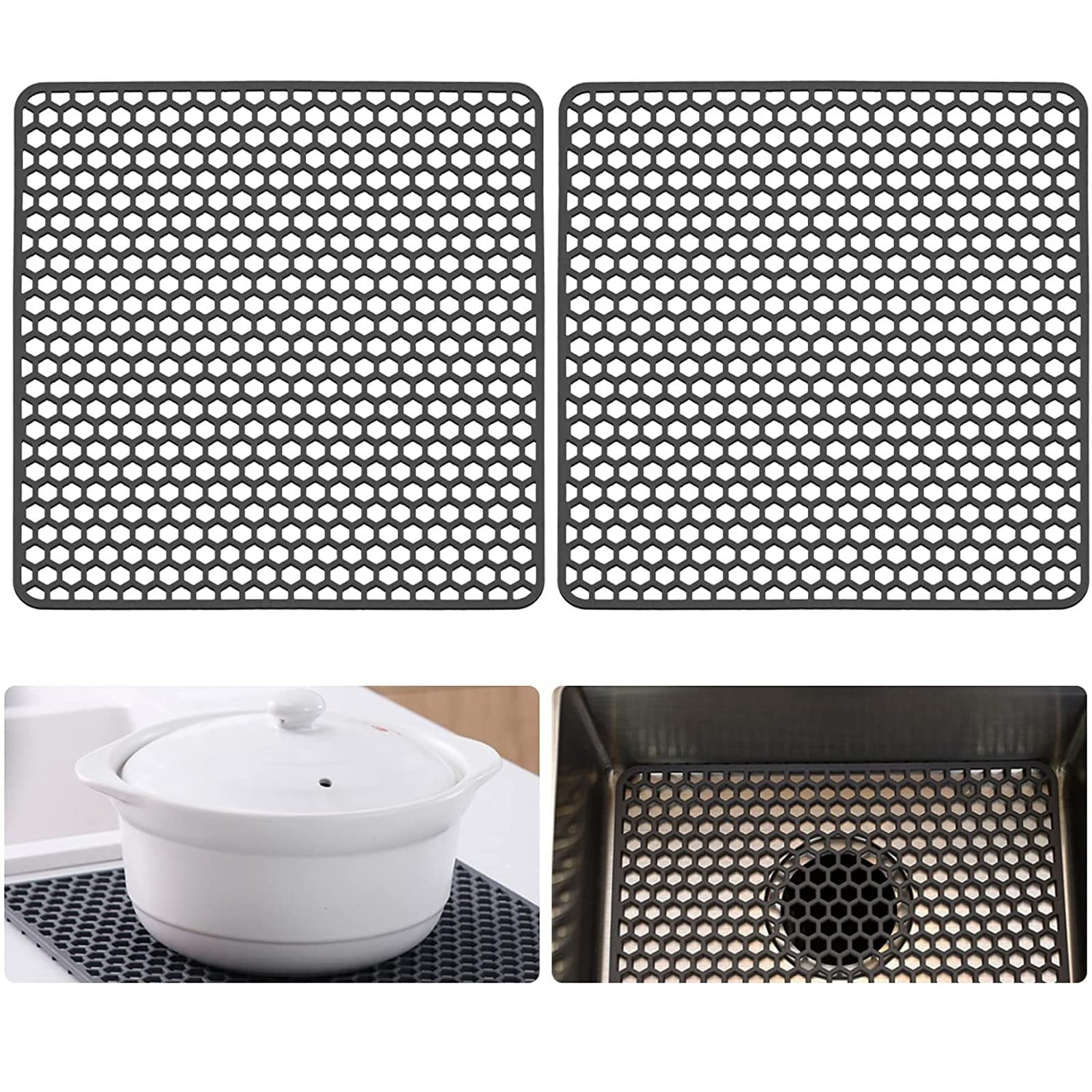 Set Of 2 Silicone Sink Protectors Sink Mat Mesh Accessories - Walmart.com