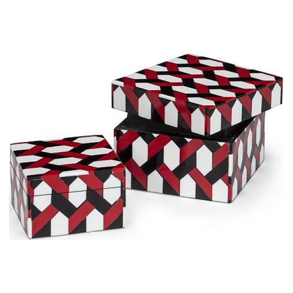 Set Of 2 Square Geometric Pattern Decorative Boxes - Walmart.com