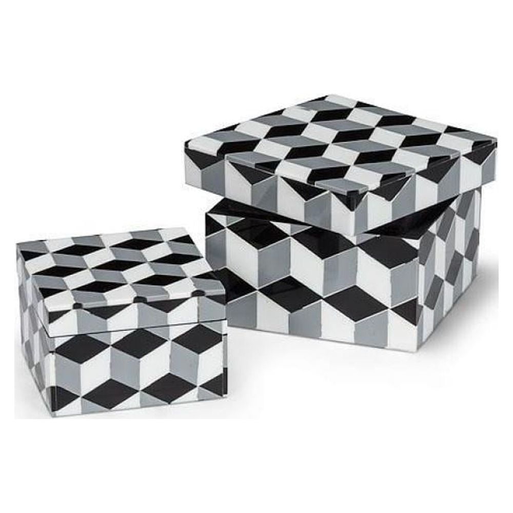 Set Of 2 Square Geometric Pattern Decorative Boxes - Walmart.com