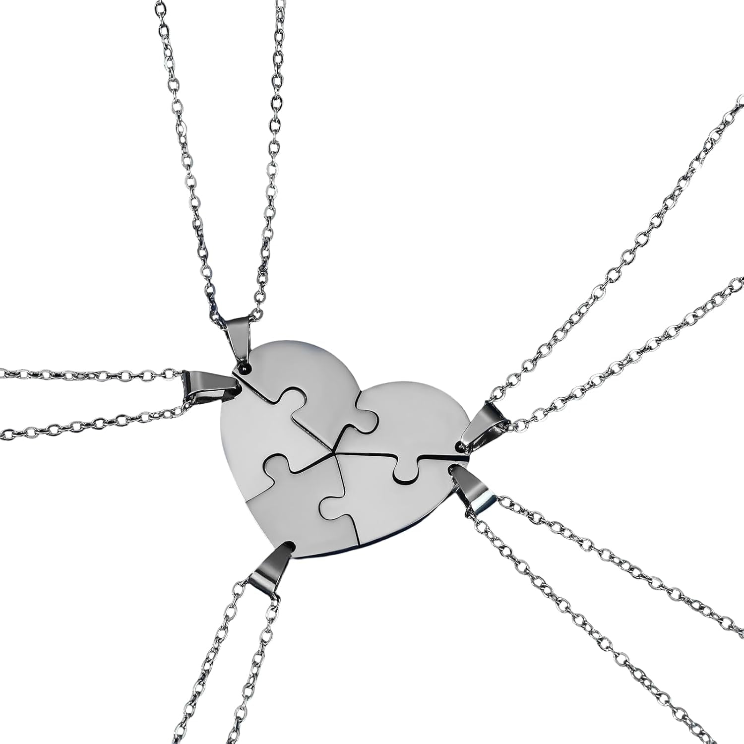 Set Of 2 Stainless Steel Matching Heart Puzzle Pendant Necklaces[a575 ...