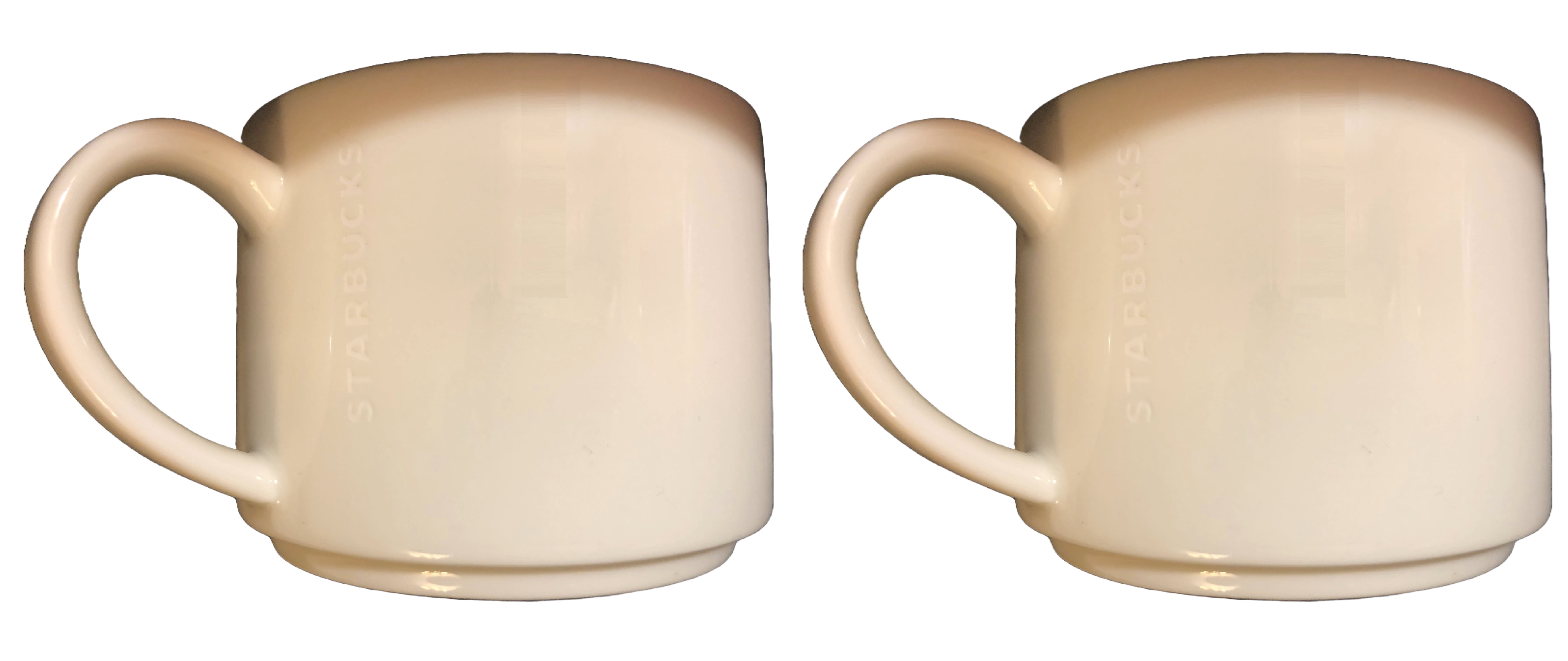 Set Of 2 Starbucks White Ceramic 12oz Mug Engraved "STARBUCKS ...