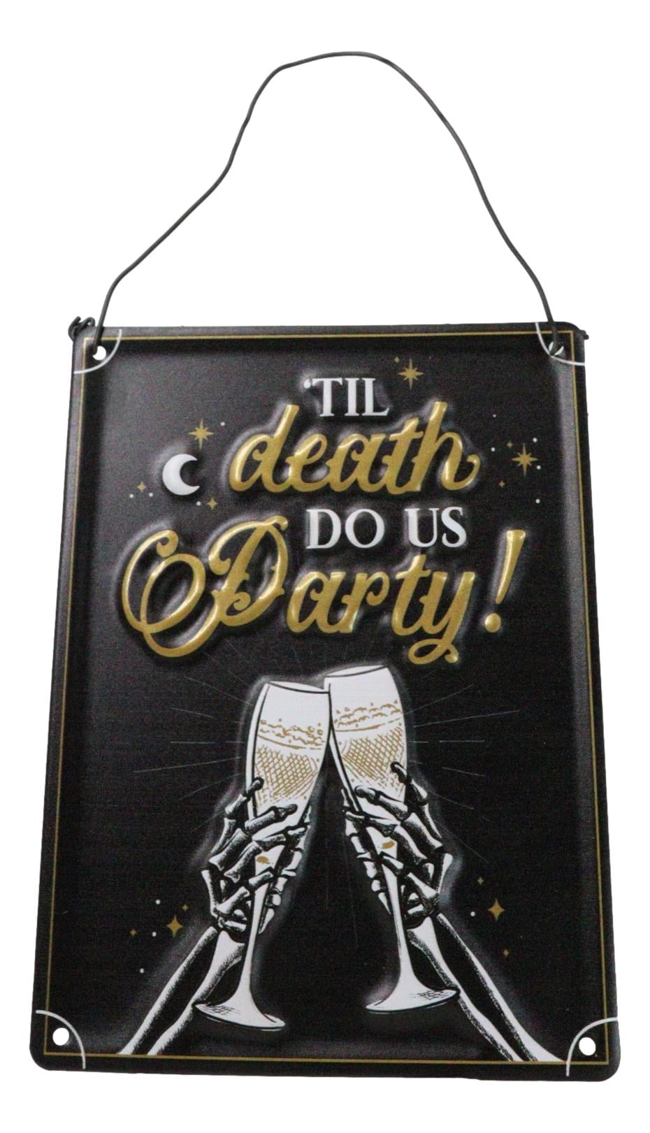 Set Of 2 Till Death Do Us Party Skeletons Toasting Champagne Metal Wall ...