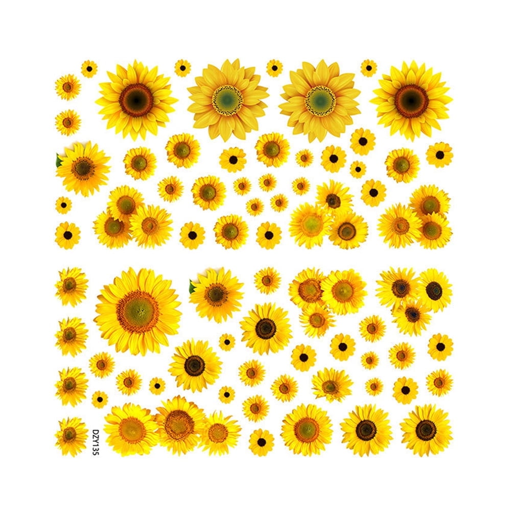 Set Of 2 Wall Sunflower Stickers Decorative Decals Nursery Baby ...