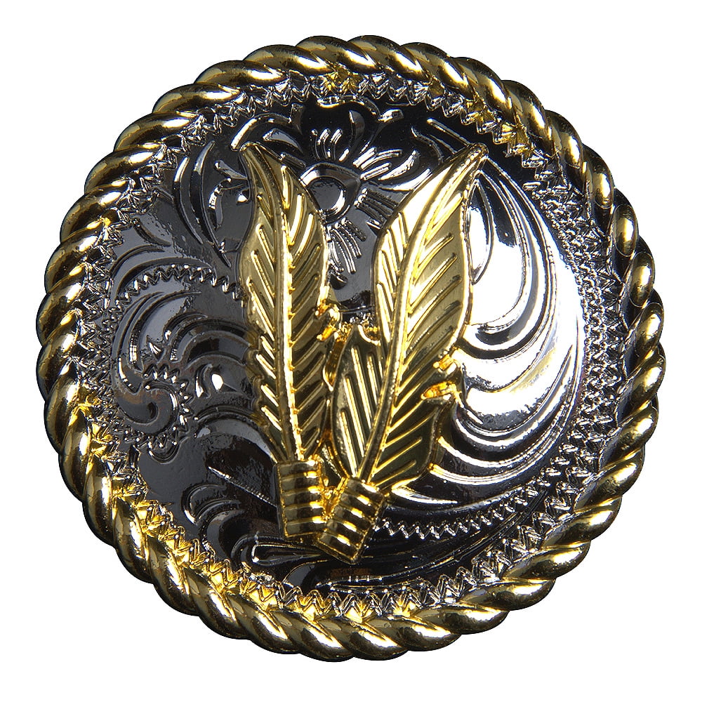 Set Of 2 Western Screw Back Concho 1.5 In Silver Gold Feather Saddle ...
