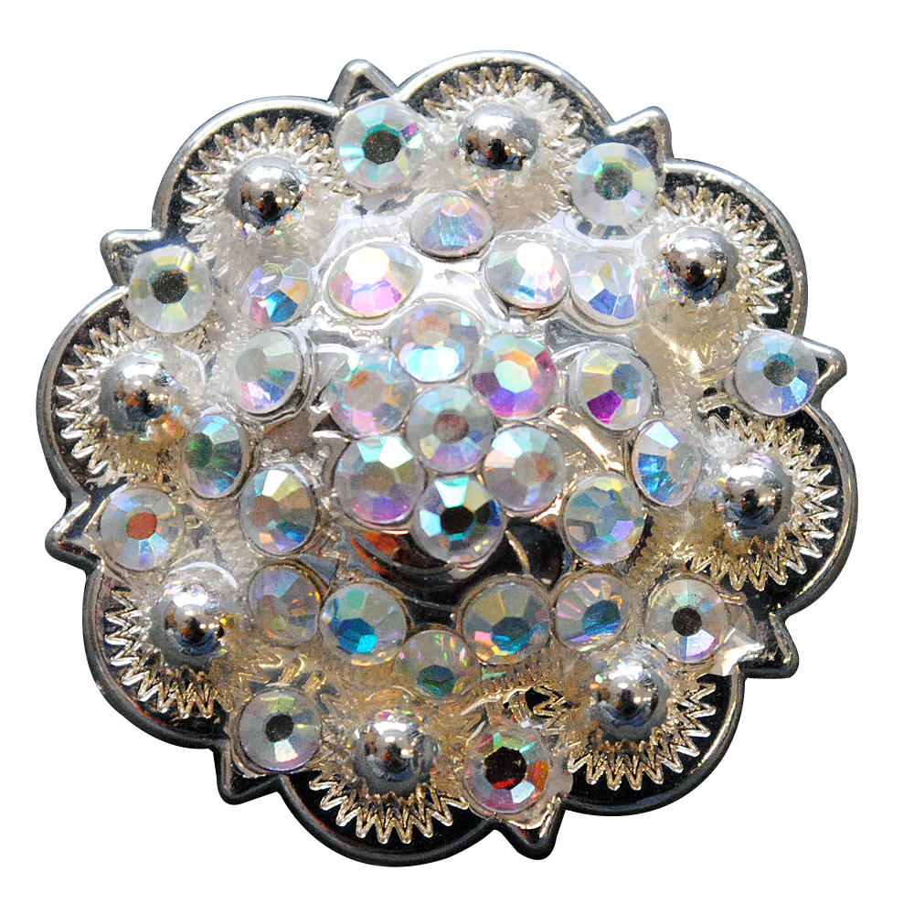 Set Of 2 Western Screw Back Concho Ab Crystals Round Saddle Cowgirl ...