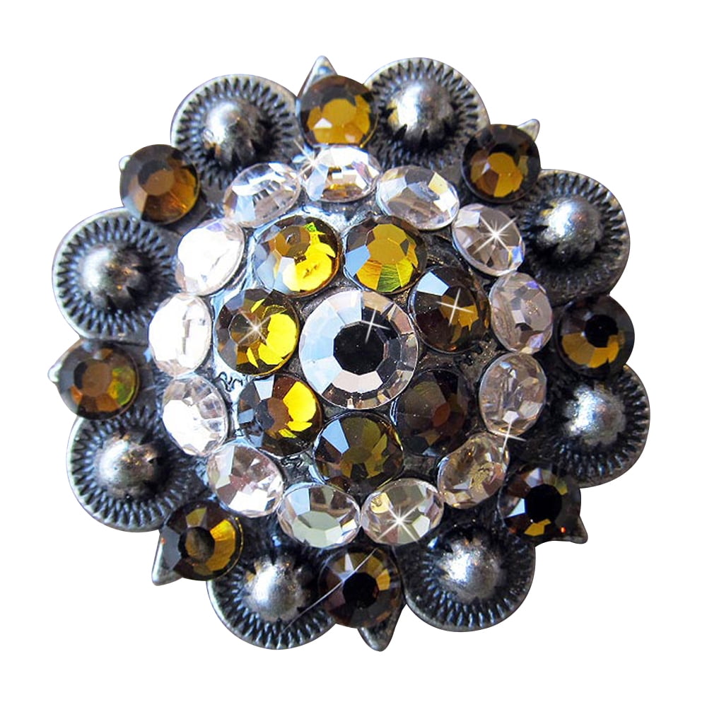 Set Of 2 Western Screw Back Concho Antique Silver Finish Crystal Bling ...