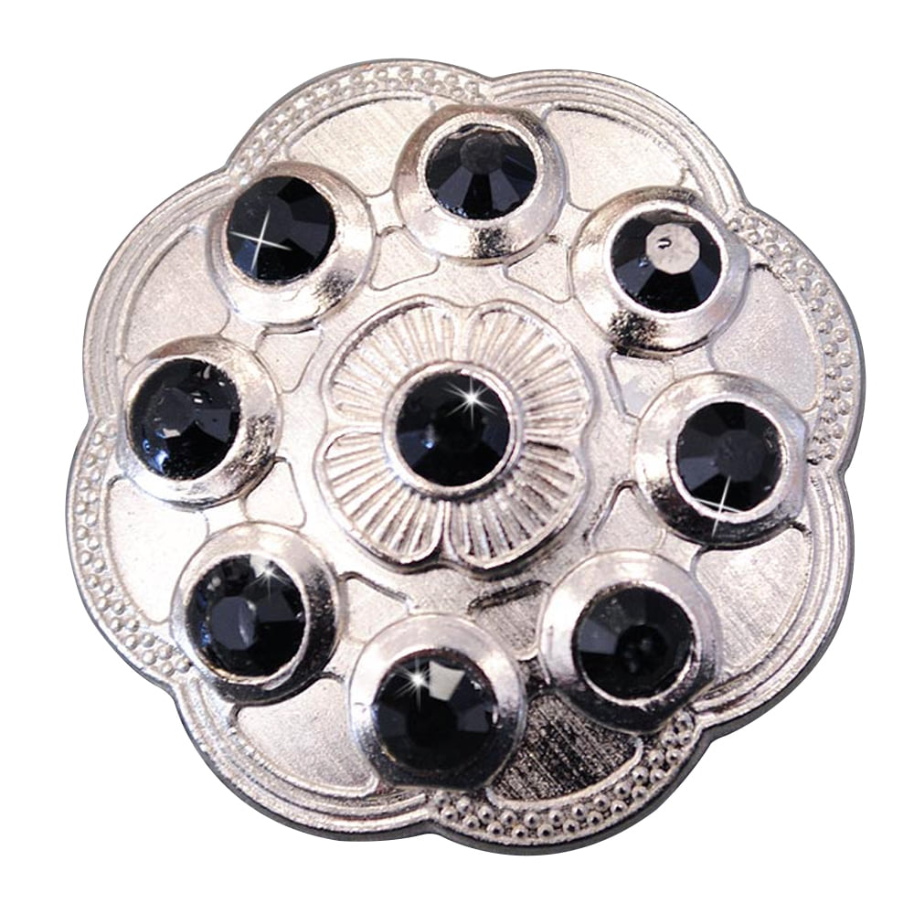 Set Of 2 Western Screw Back Concho Black Crystal Floral Bling Cowgirl ...