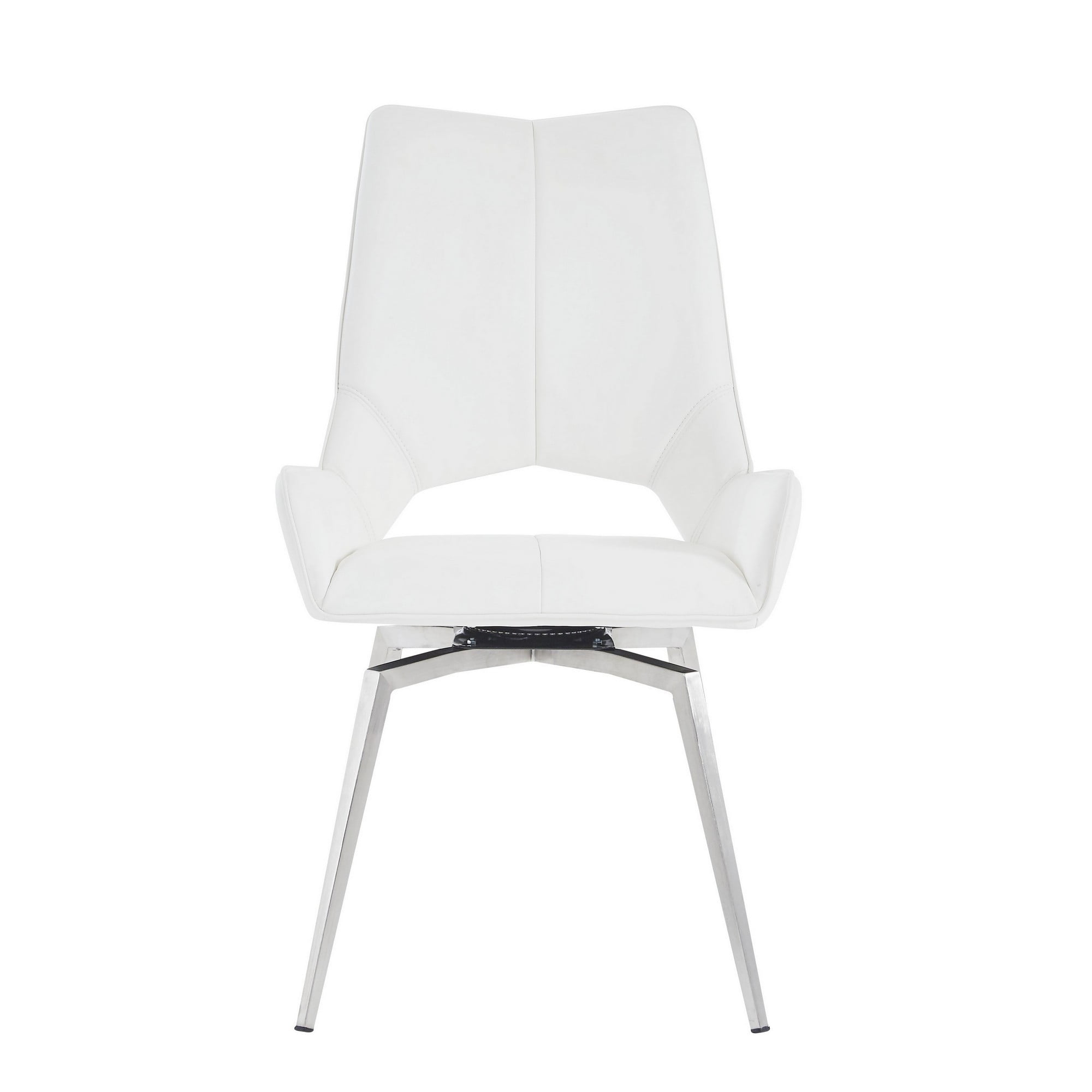 Set of 2 White Bucket Style Dining Chairs with Metalic Silver Base ...