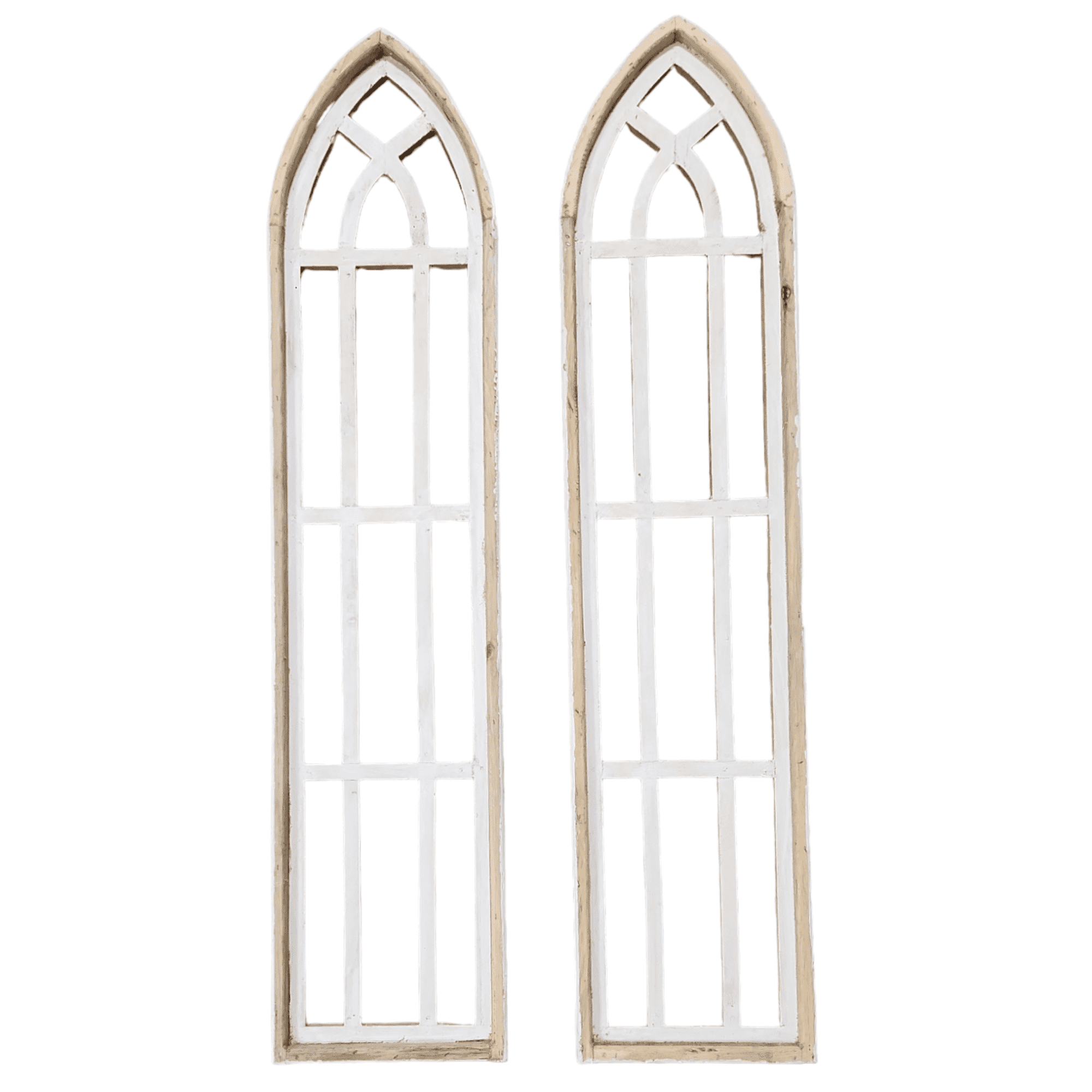 Set Of 2 White Waters Cathedral Windows - Farmhouse Cathedral Windows Rustic White 4 Sizes ...
