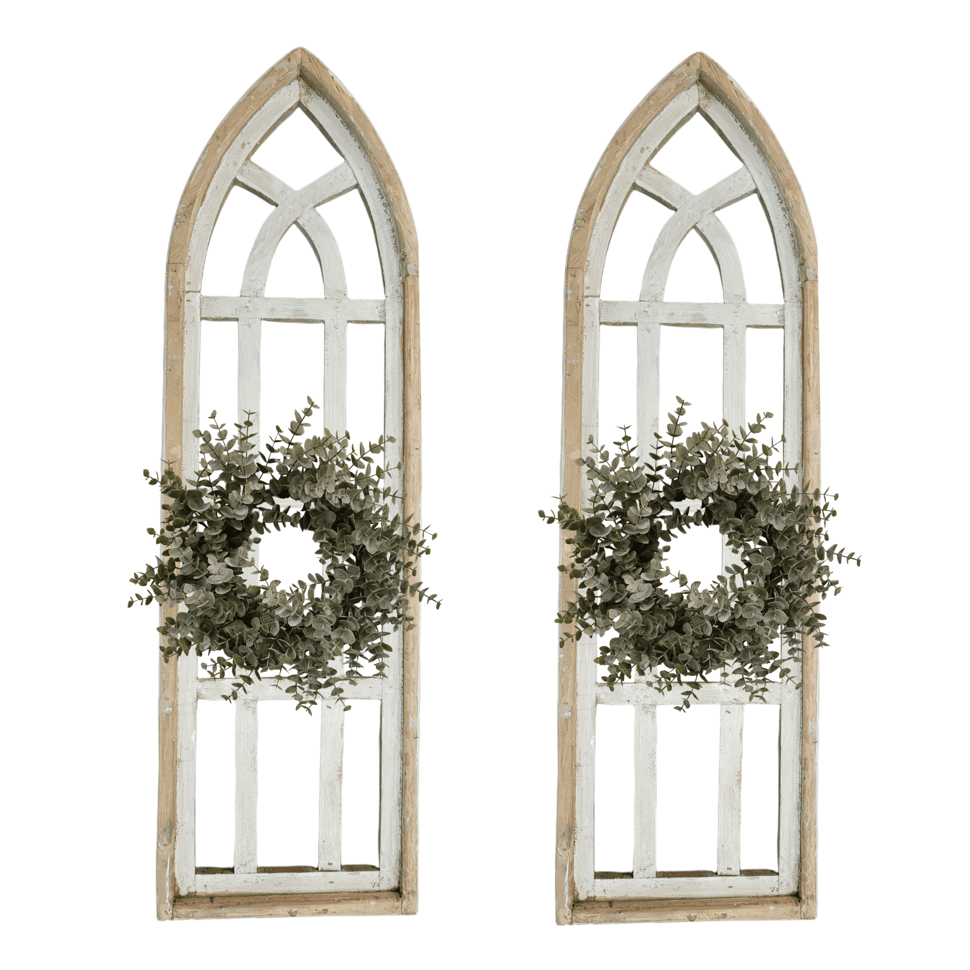 Set Of 2 White Waters Cathedral Windows - Farmhouse Cathedral Windows ...