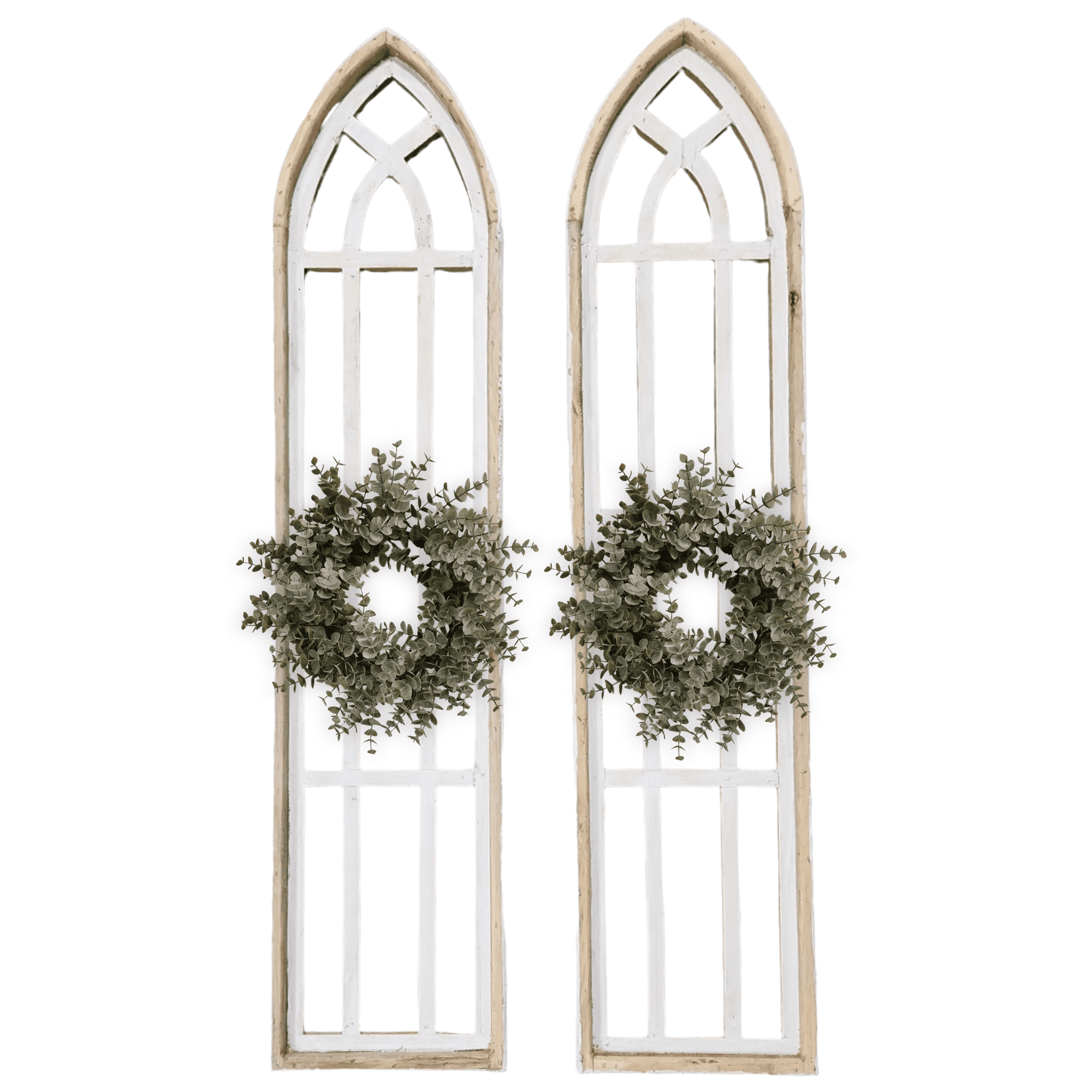 Set Of 2 White Waters Cathedral Windows - Farmhouse Cathedral Windows ...
