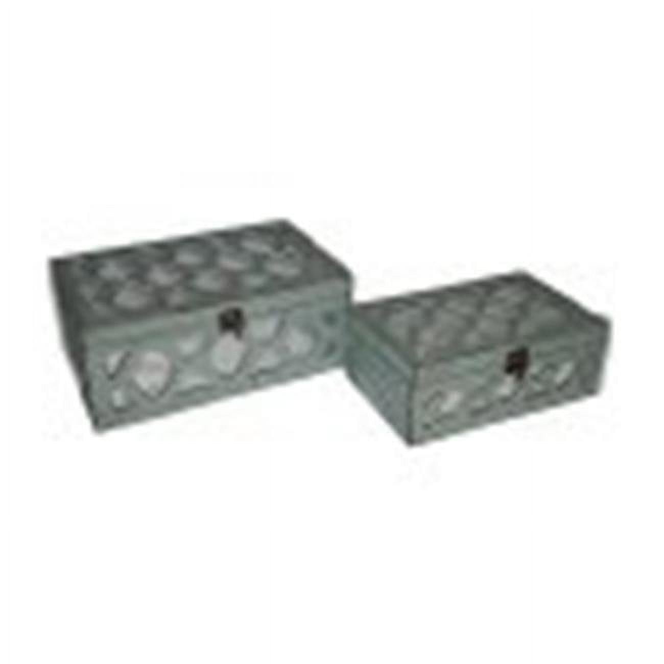 Set Of 2 White Wooden Boxes With Front And Top Mirror - Walmart.com