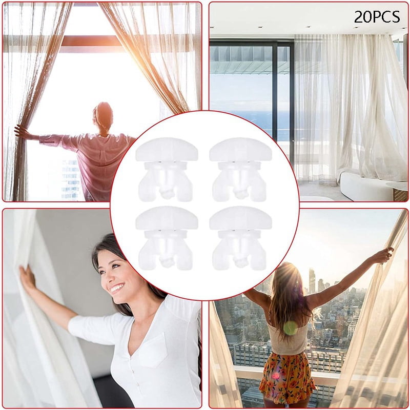 Set Of 20Pcs White Plastic Curtain Track Stoppers Easy Installation ...