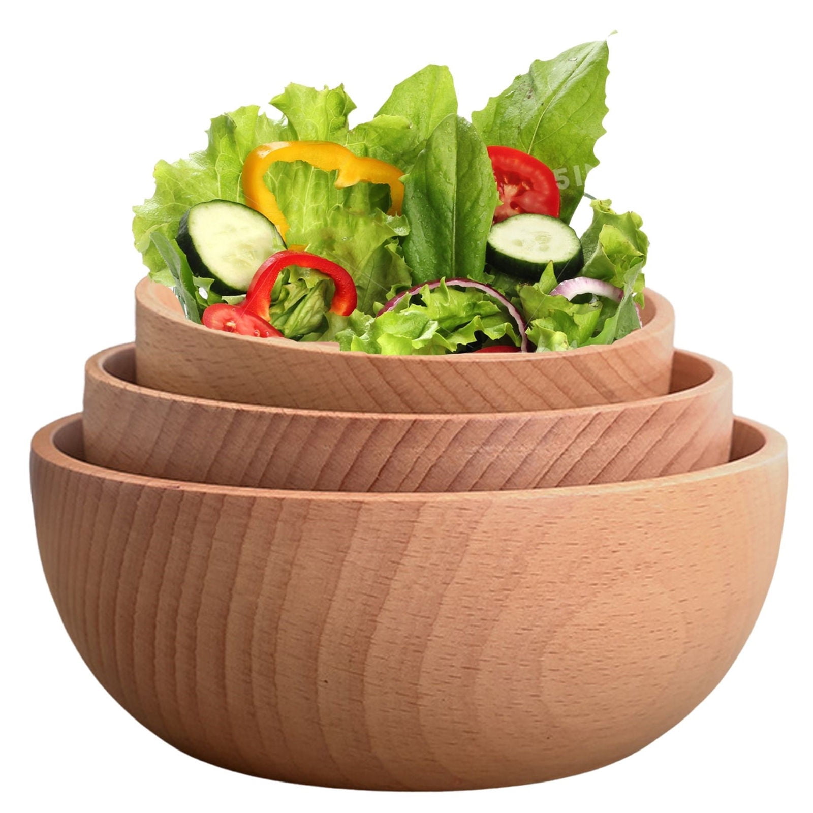 Set Of 3 Beech Small Individual Salad Bowls Meal Bowls For Fruits ...