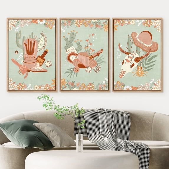 Set Of 3 Boho Wall Art Prints, Mid Century Modern Minimalist Botanical ...