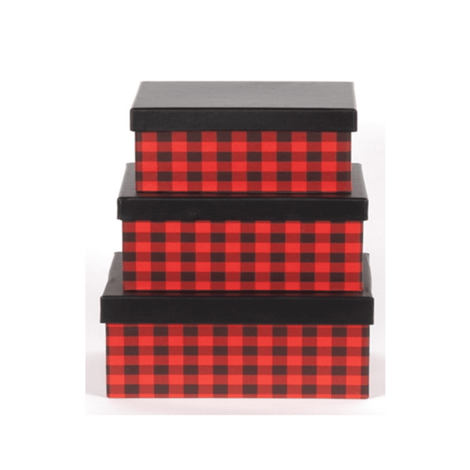 Set Of 3 Buffalo Check With Black Lid Nesting Boxes - Walmart.com