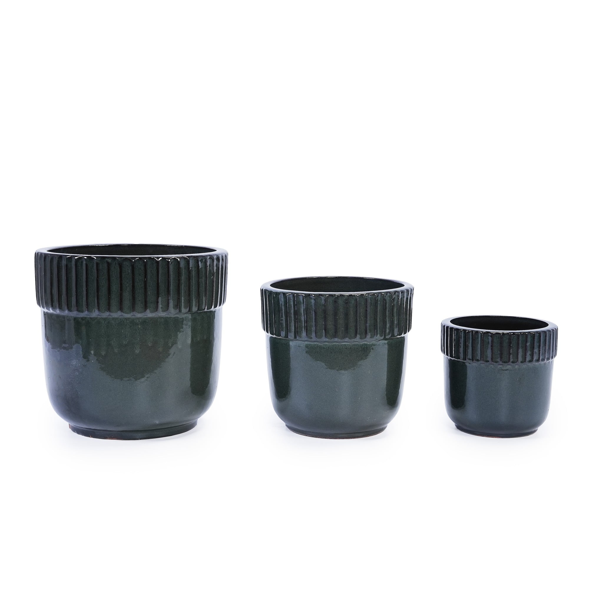 BOFANG Ceramic Striped Antique Black Plant Pot & Planter with ...