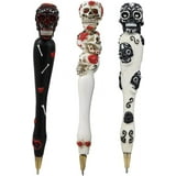 Set Of 3 Colorful Dias De Los Muertos Day Of The Dead Sugar Skull Pen ...