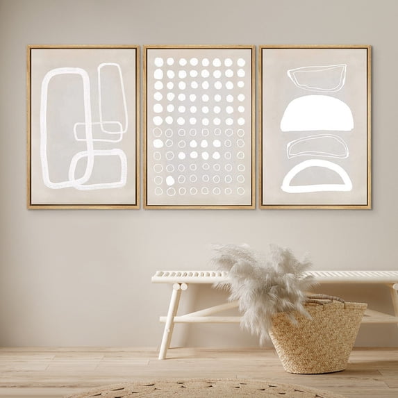 Set Of 3 Dustin Way White Geometric Polygons Abstract Shapes ...