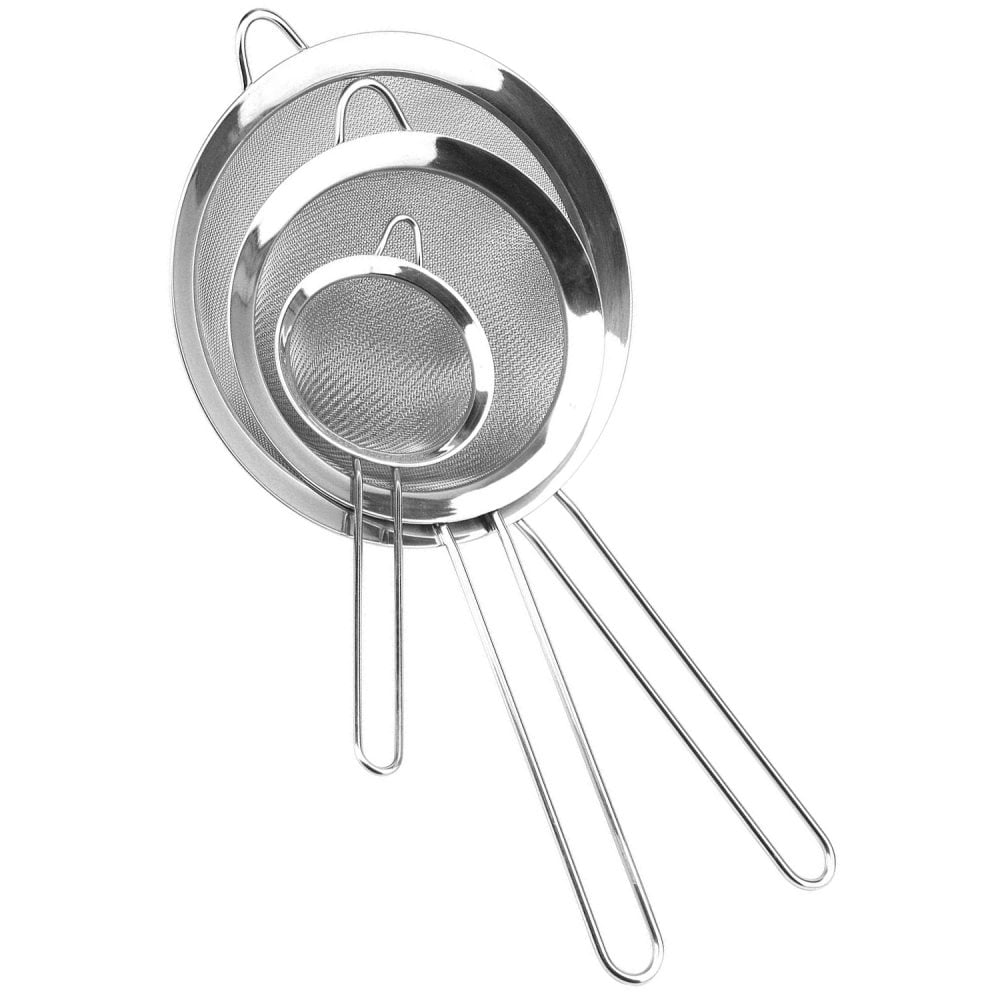 Set Of 3 Food Strainers - Stainless Steel Premium Fine Mesh Strainer ...