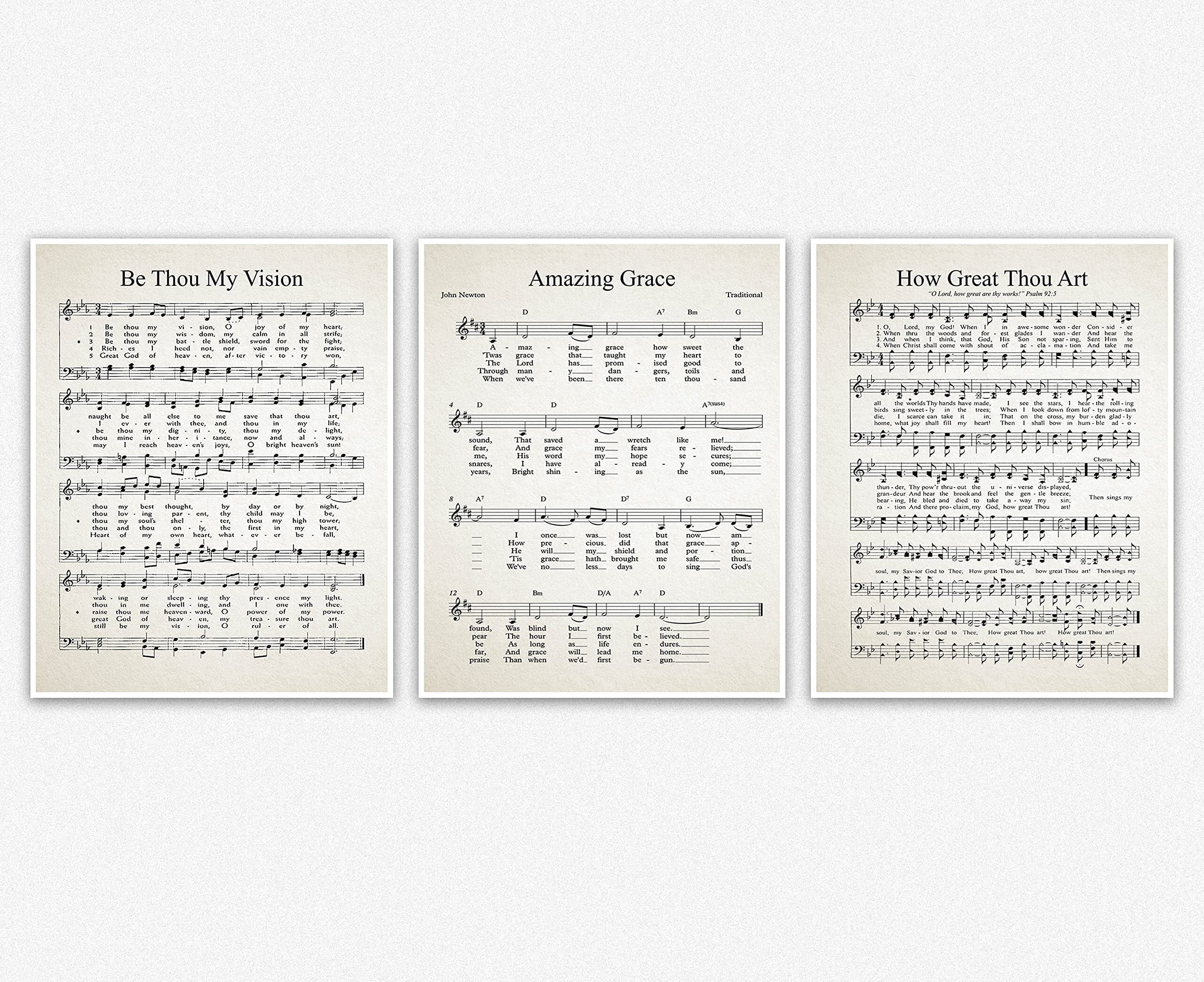 Set Of 3 Hymn Sheets Posters - Amazing Grace, Be Thou My Vision, How ...