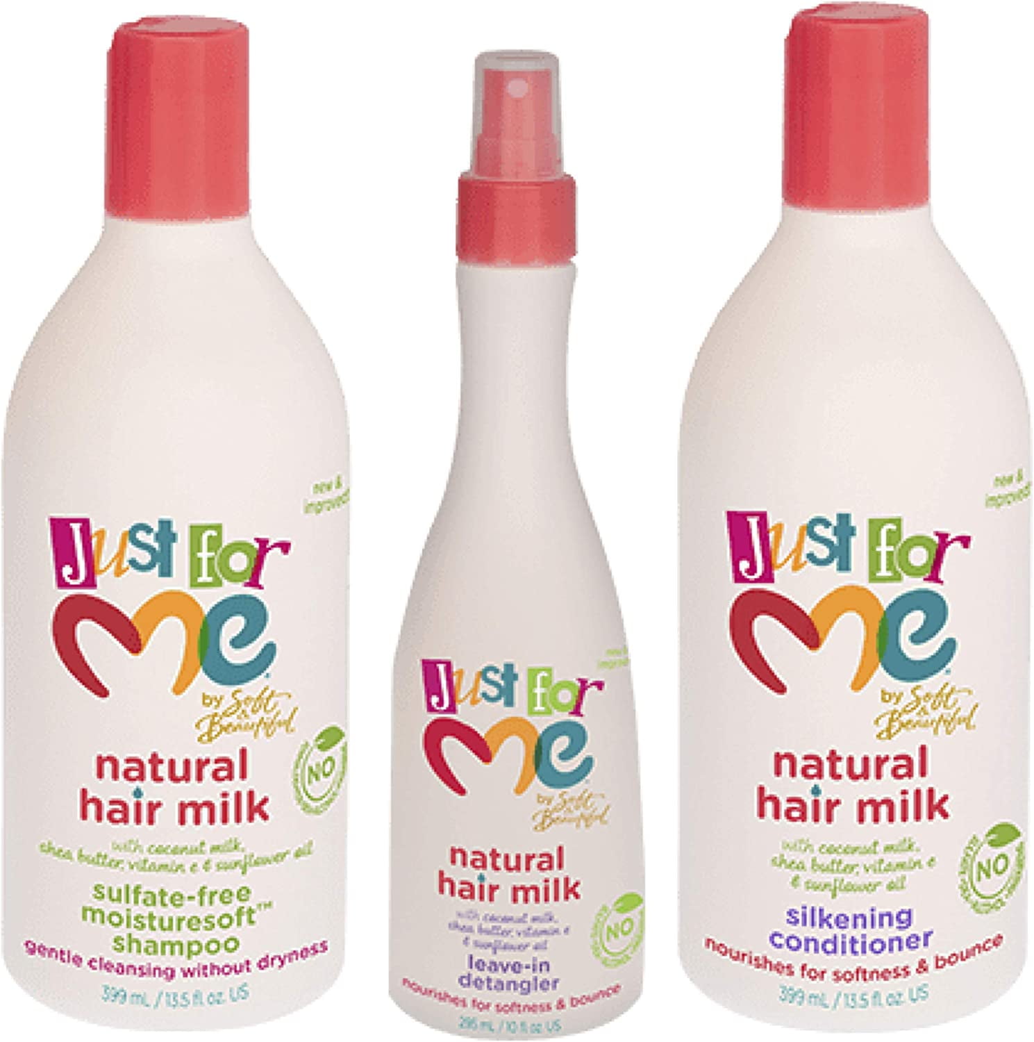 [ Set Of 3 ] JUST FOR ME - Hair Milk Shampoo 13.5OZ, Conditioner 13.5OZ ...