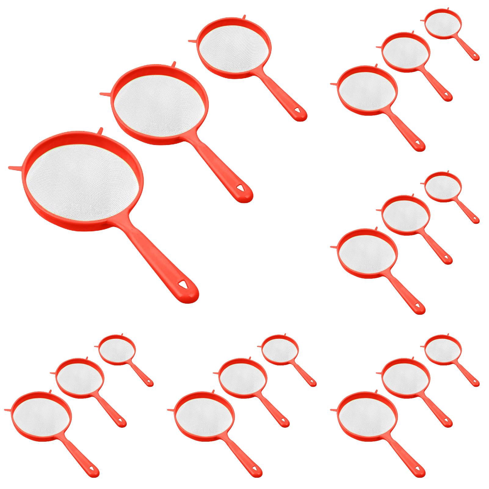 Set Of 3 Multi Purpose Plastic Strainers With Handle Sieve Mesh ...