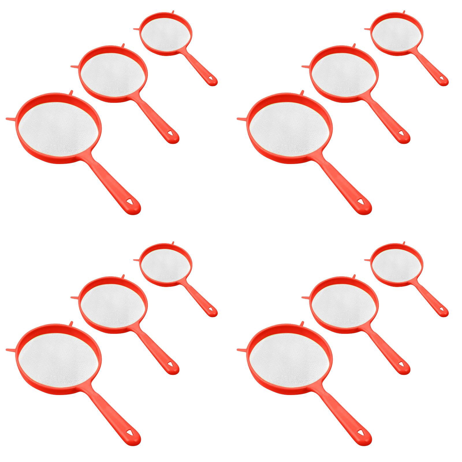 Set Of 3 Multi Purpose Plastic Strainers With Handle Sieve Mesh ...