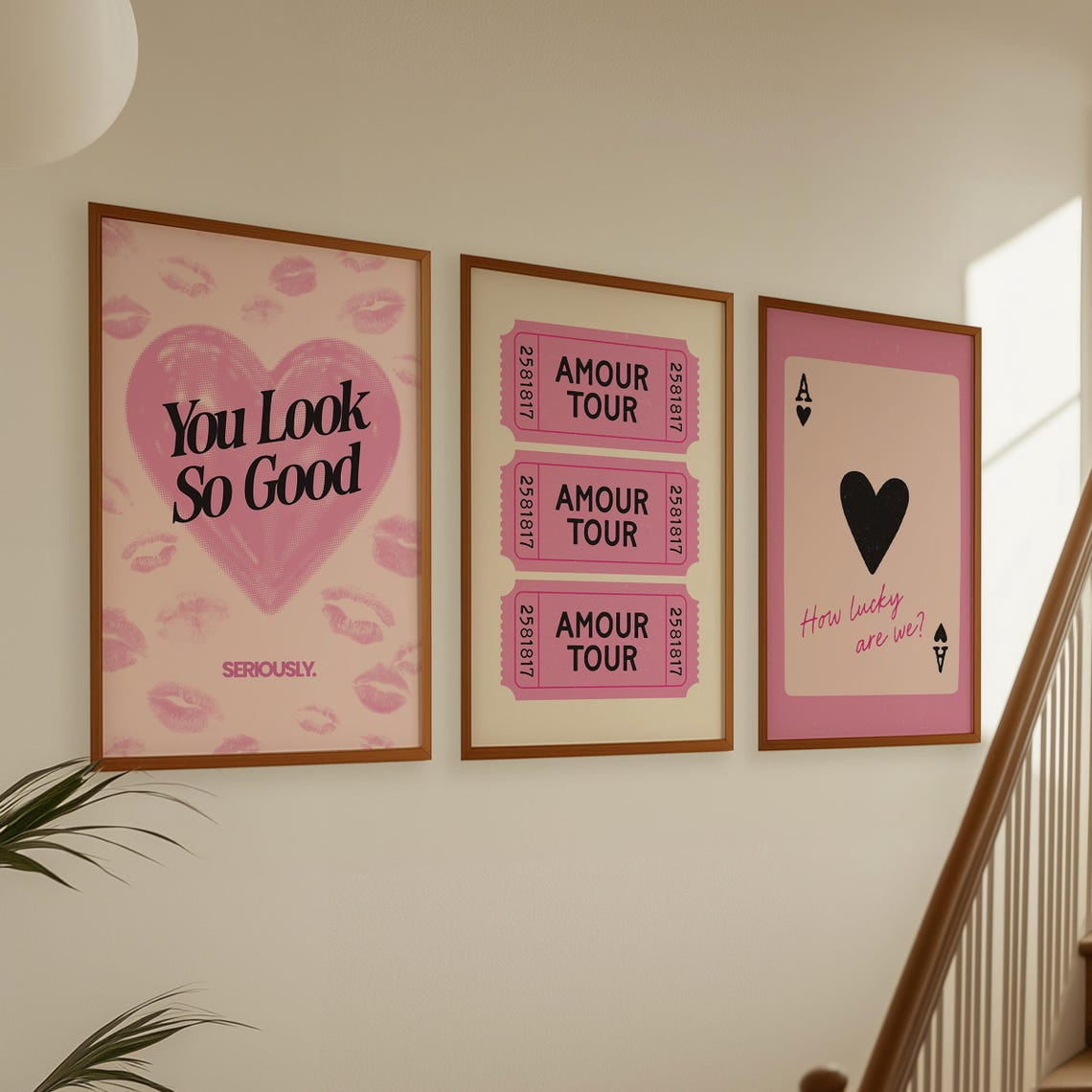 Set Of 3 Pink Girly Apartment Wall Art Prints, Dorm Room, Gallery Wall ...