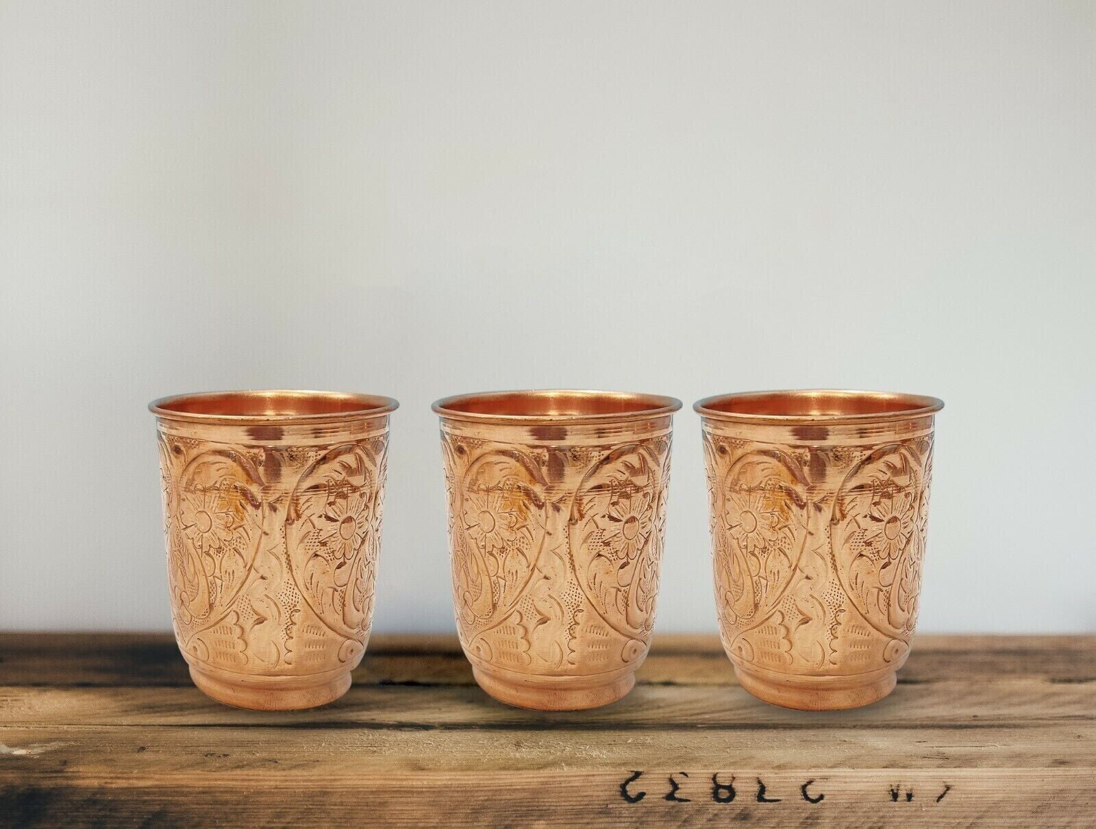 Set Of 3 Pure Copper Glass 100% Copper Mug Copper Tumbler Health ...