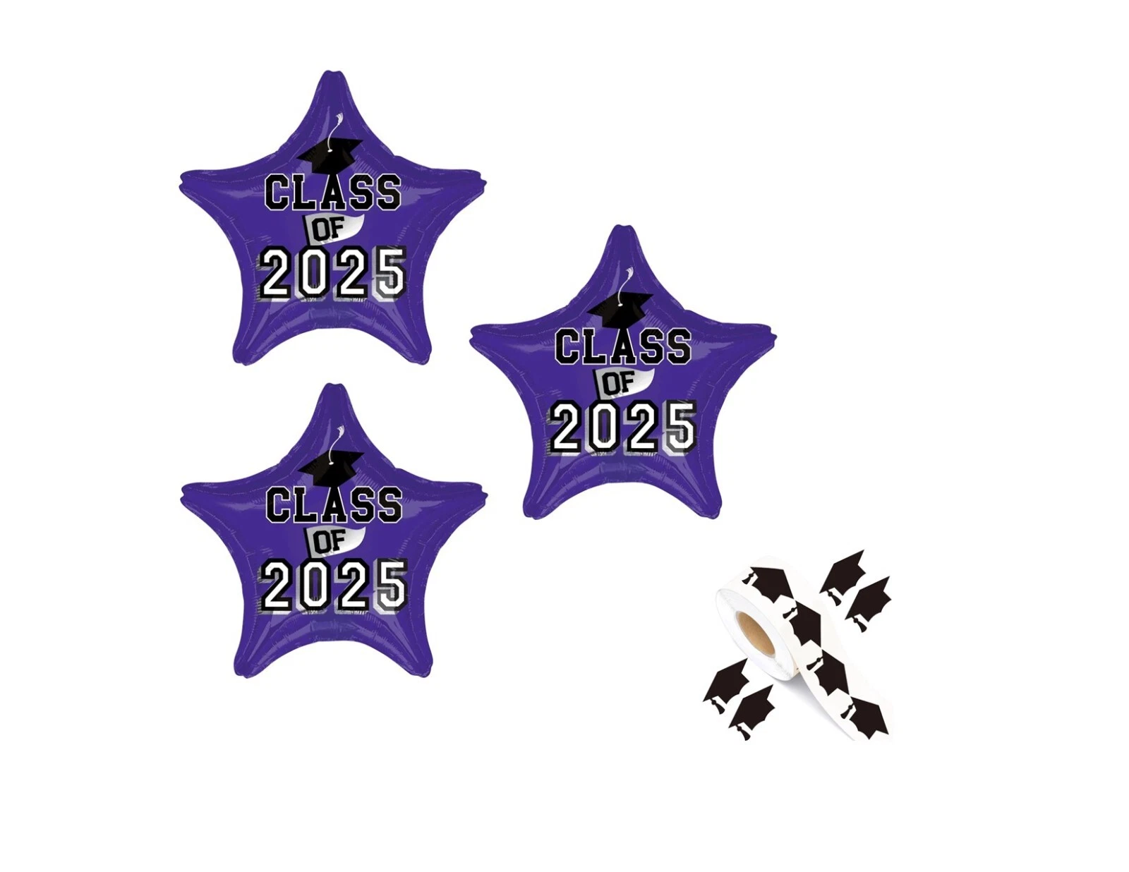 Set Of 3 Purple Class Of 2025 Graduation 18'' Balloons Birthday Party ...