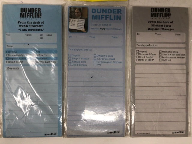 Set Of 3 The Office Magnetic List Pad Dwight Ryan Michael Dunder ...