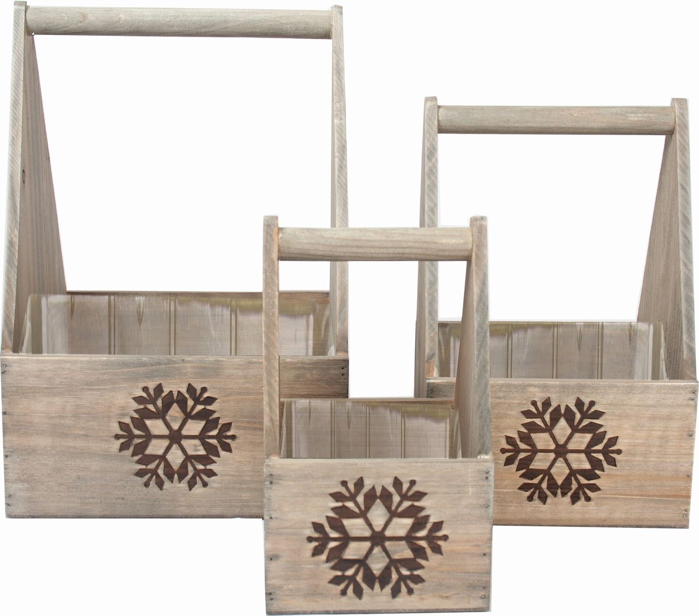 Set Of 3 Tool Box Shape With Burnt Snowflake Design Crates - Walmart.com