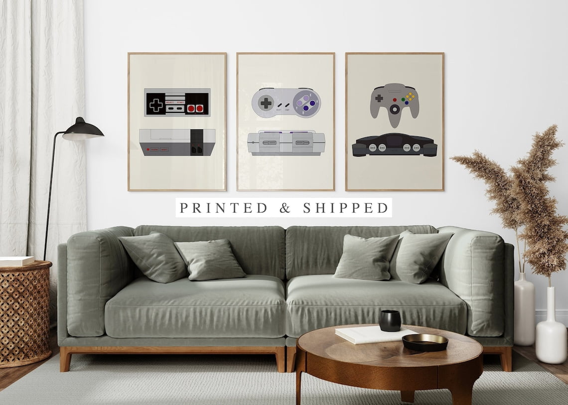 Set Of 3 Video Game Wall Art Prints, Gaming, Rec, Teen, Boys Room And ...