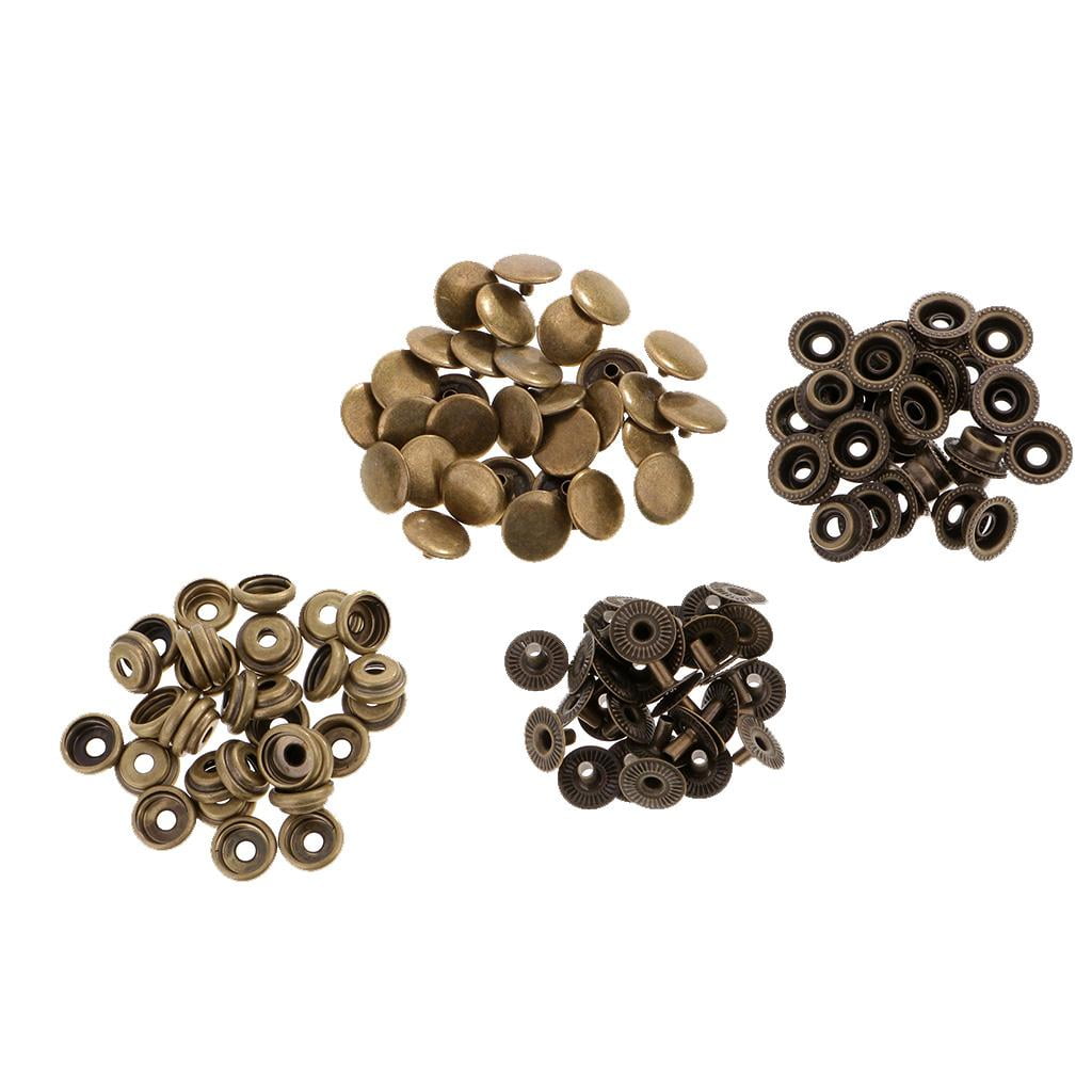 Set Of 30 Metal Snap Fasteners Press Stud Buttons DIY For Leather ...