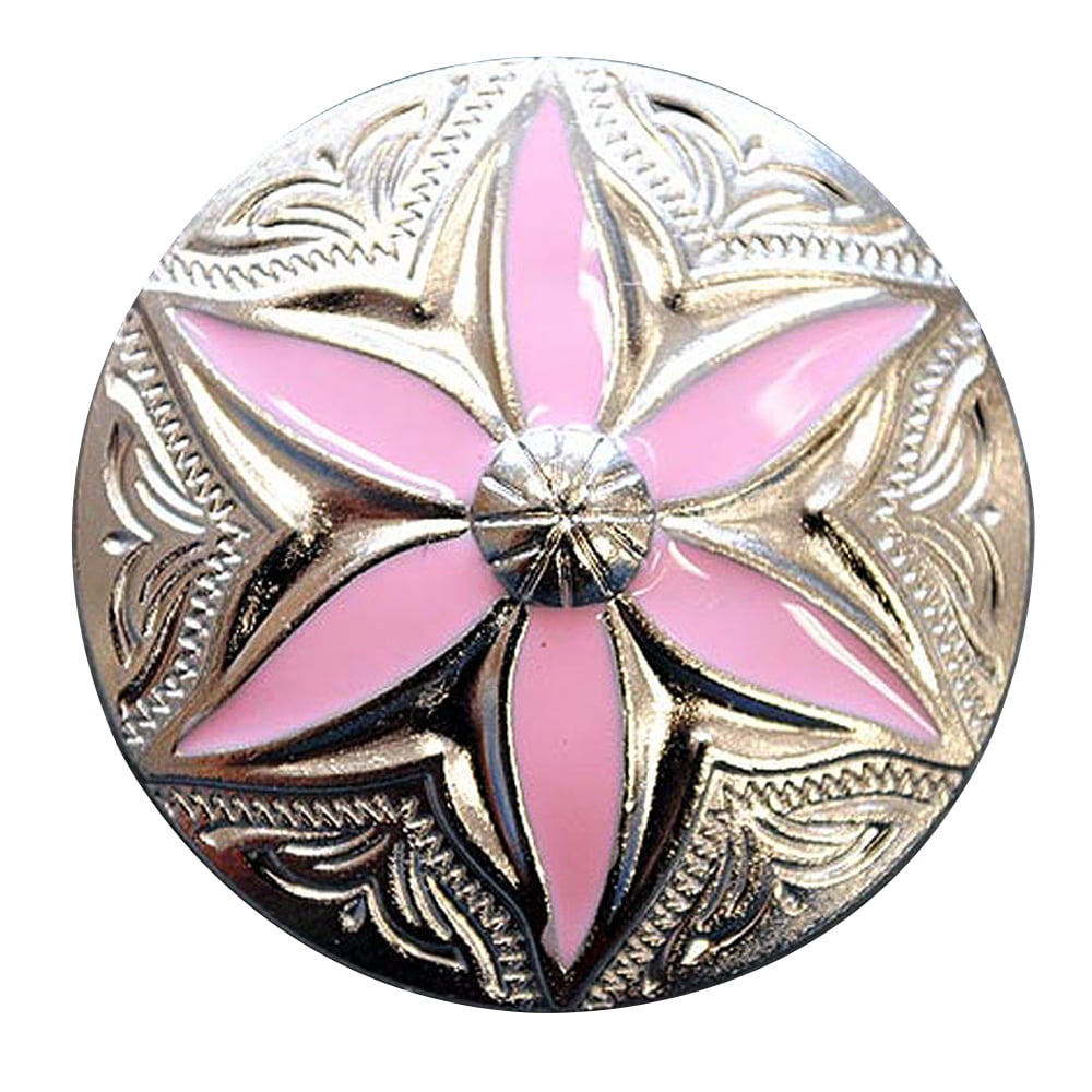 Set Of 32 Western Screw Back Concho Round Floral Pink Inlay Bling ...