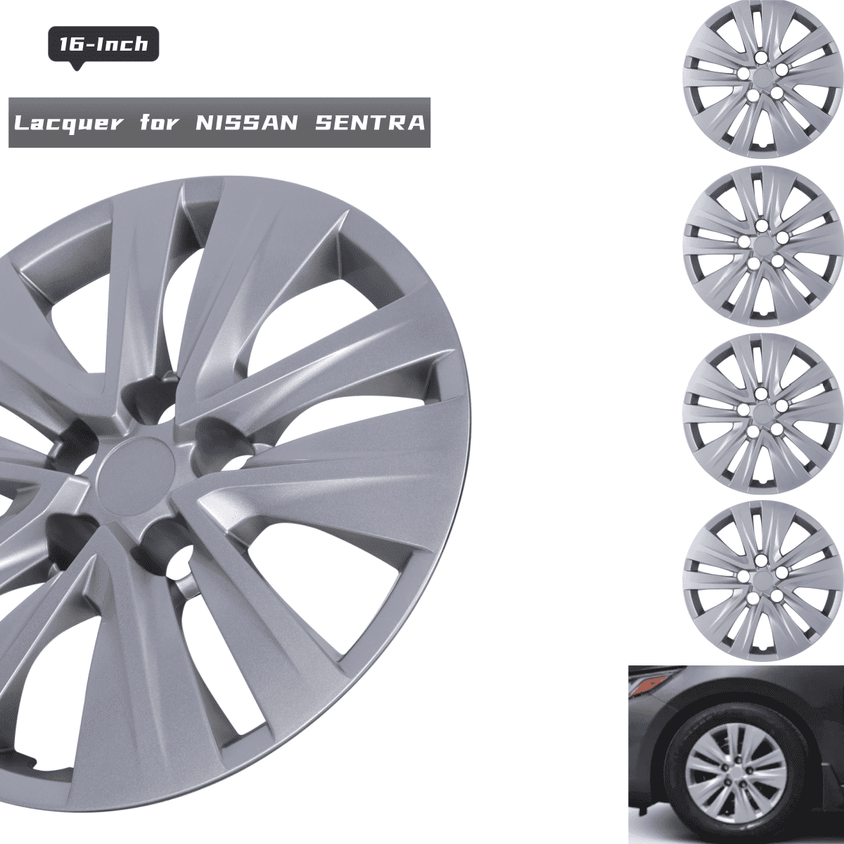 (Set of 4) 16 inch Hubcaps Wheel Rims Cover for 2020-2025 Nissan Sentra ...