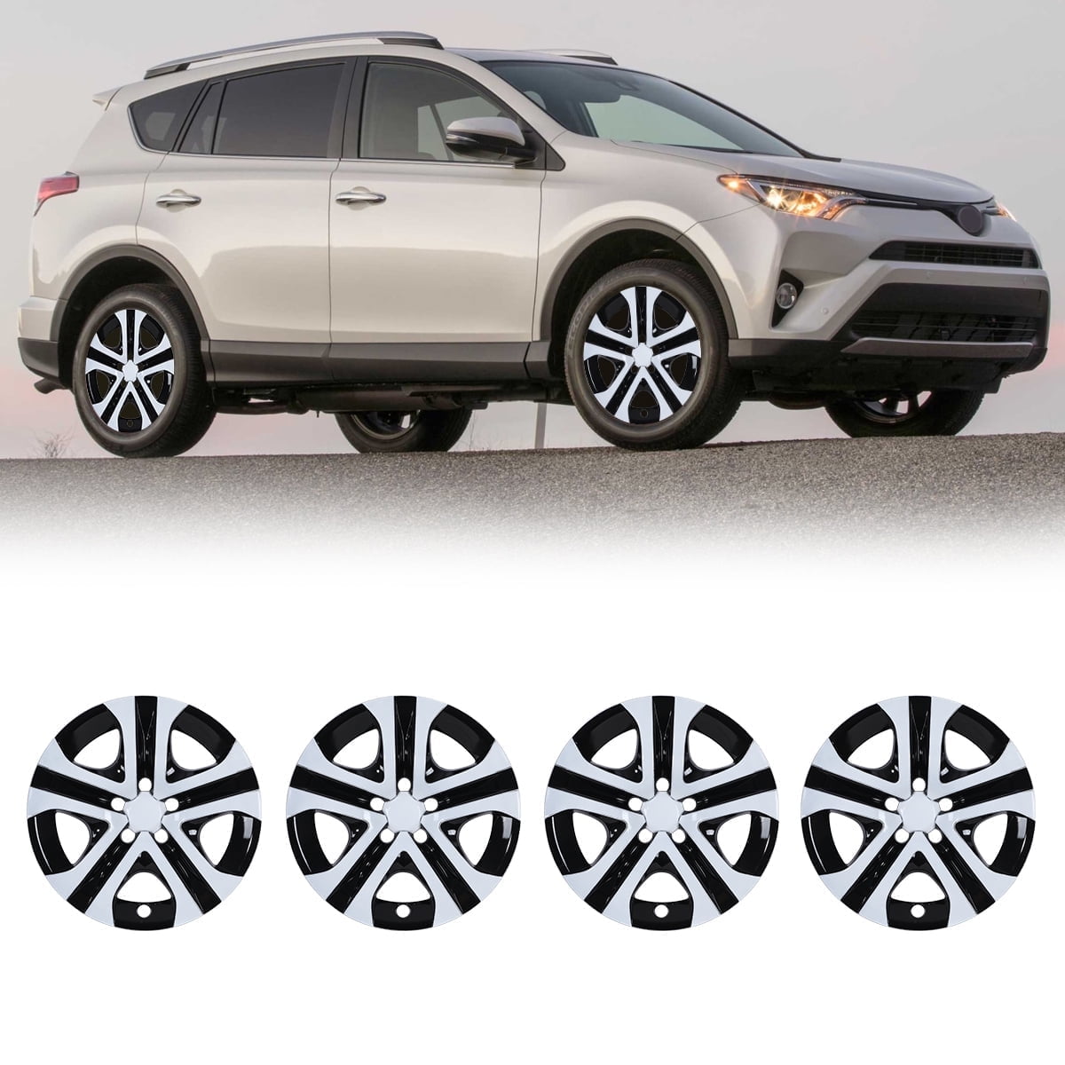 (Set of 4) 17 inch Hubcaps Wheel Rims Cover for 2013-2018 Toyota Rav4 ...