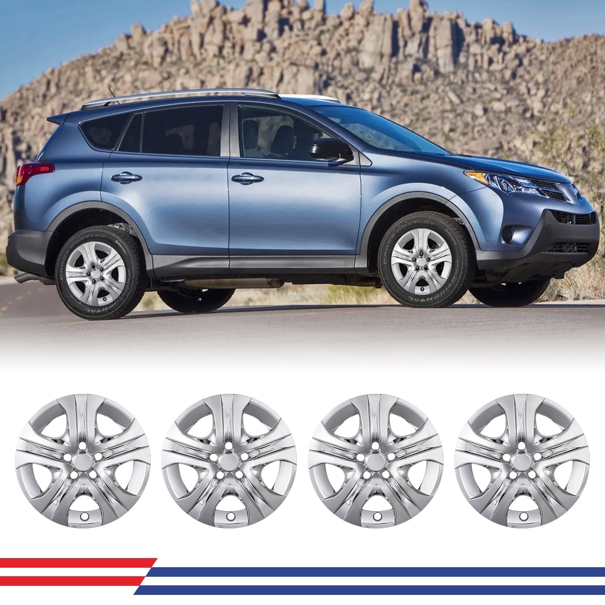 (Set of 4) 17 inch Hubcaps Wheel Rims Cover for 2013-2018 Toyota Rav4 ...