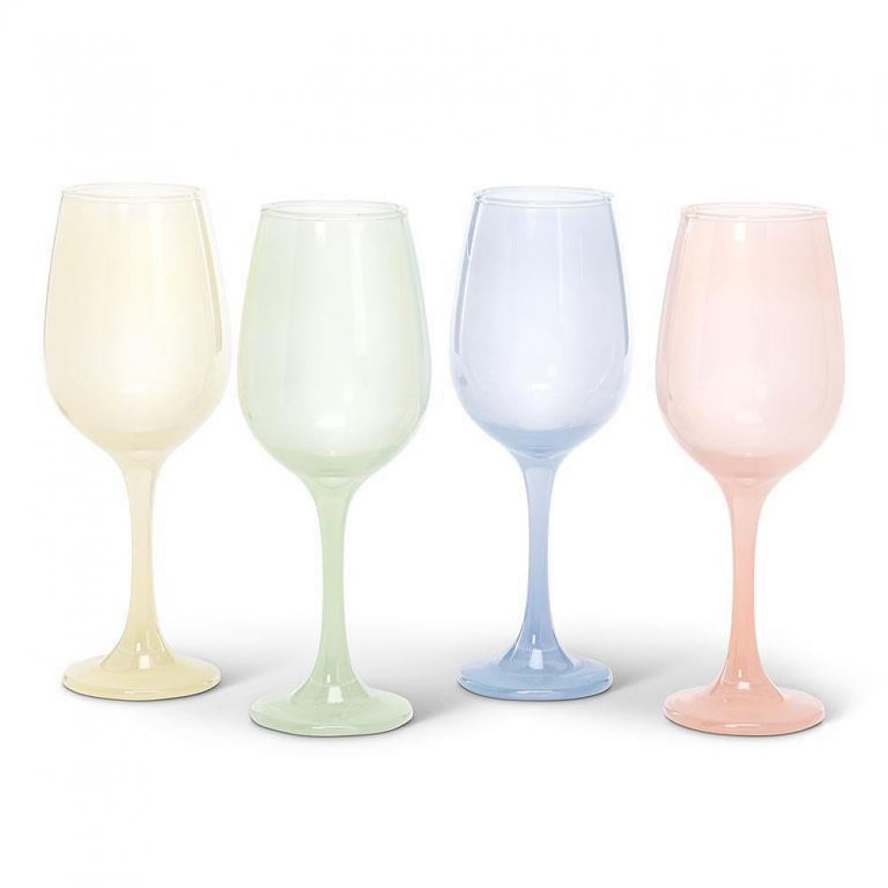 Set Of 4 Assorted Colors Sheer Pastel Wine Glass - Walmart.com