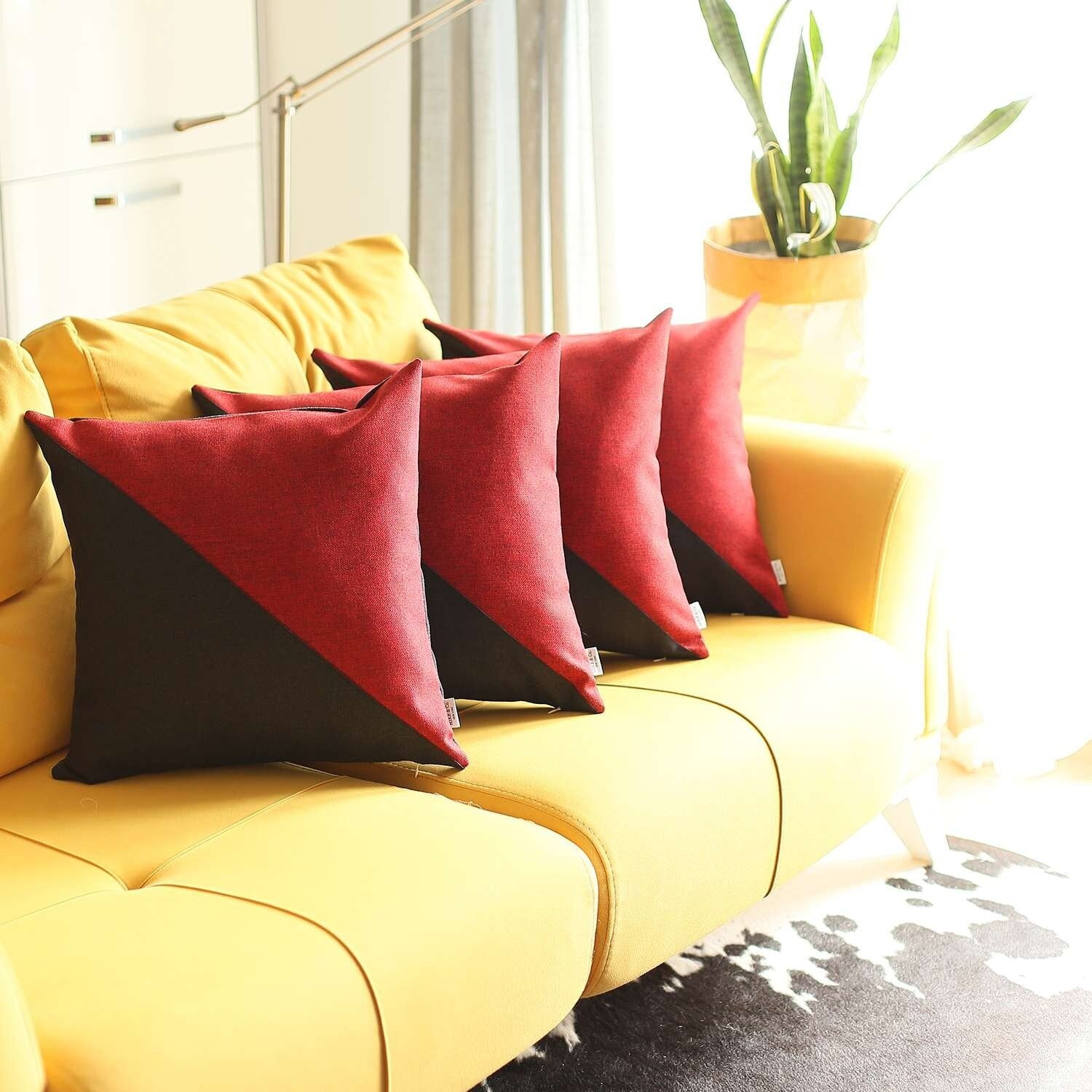 Set Of 4 Black And Red Diagonal Pillow Covers - Walmart.com
